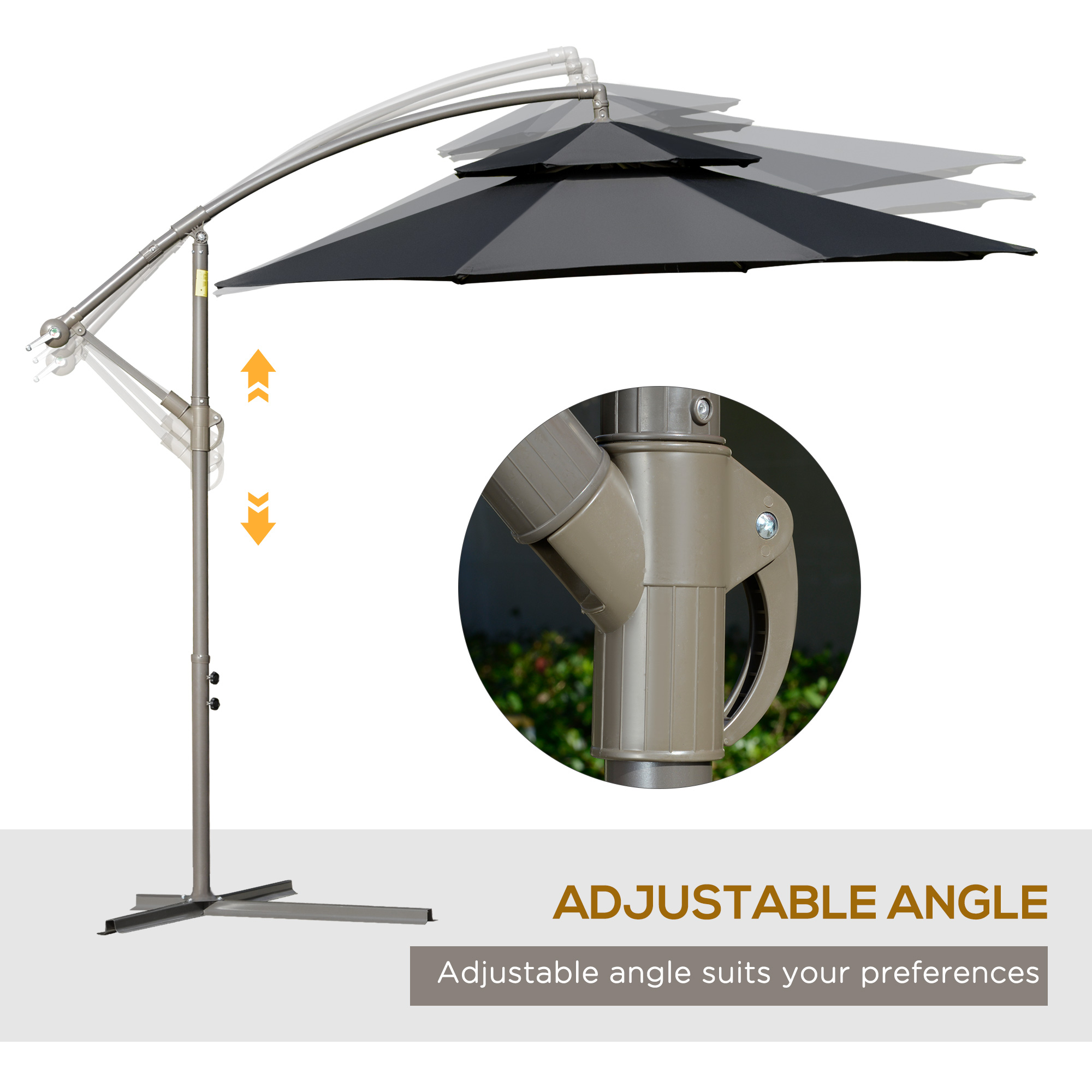 Outsunny 2.7m Banana Parasol Cantilever Umbrella with Crank Handle ...