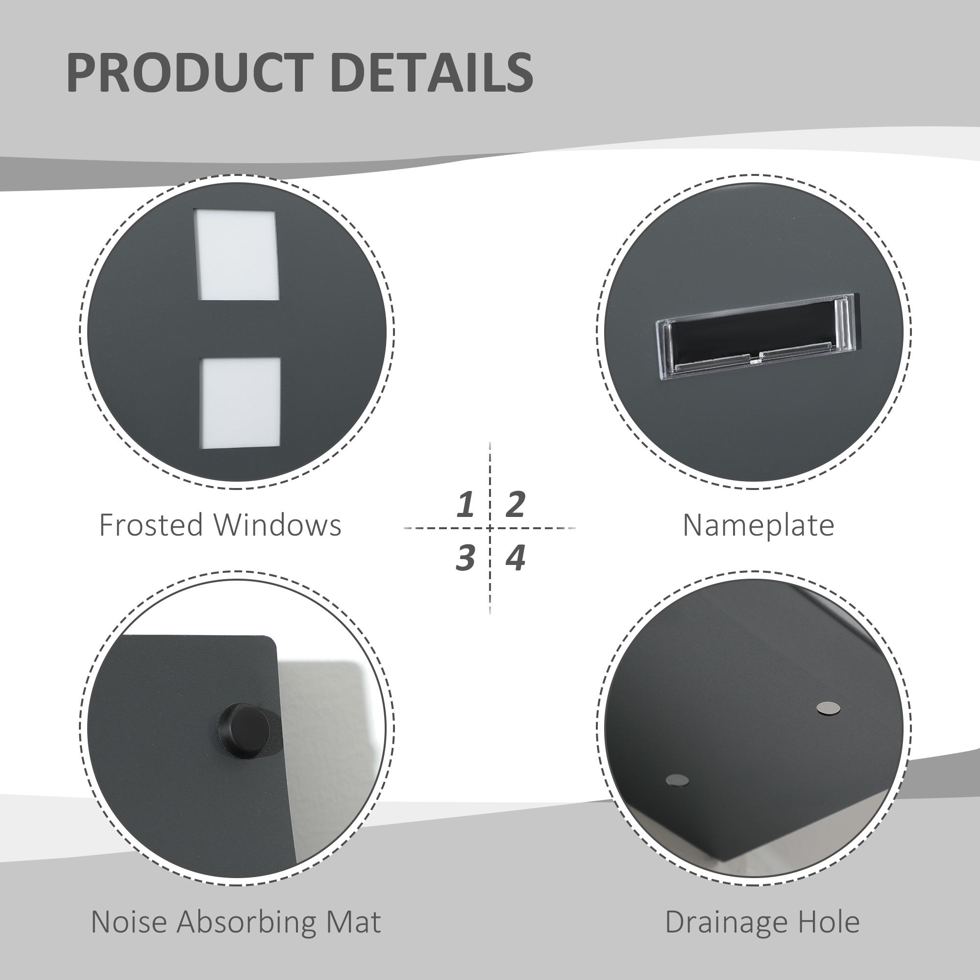 HOMCOM Wall Mounted Letter Box, Weatherproof Post Box for Outside Wall ...