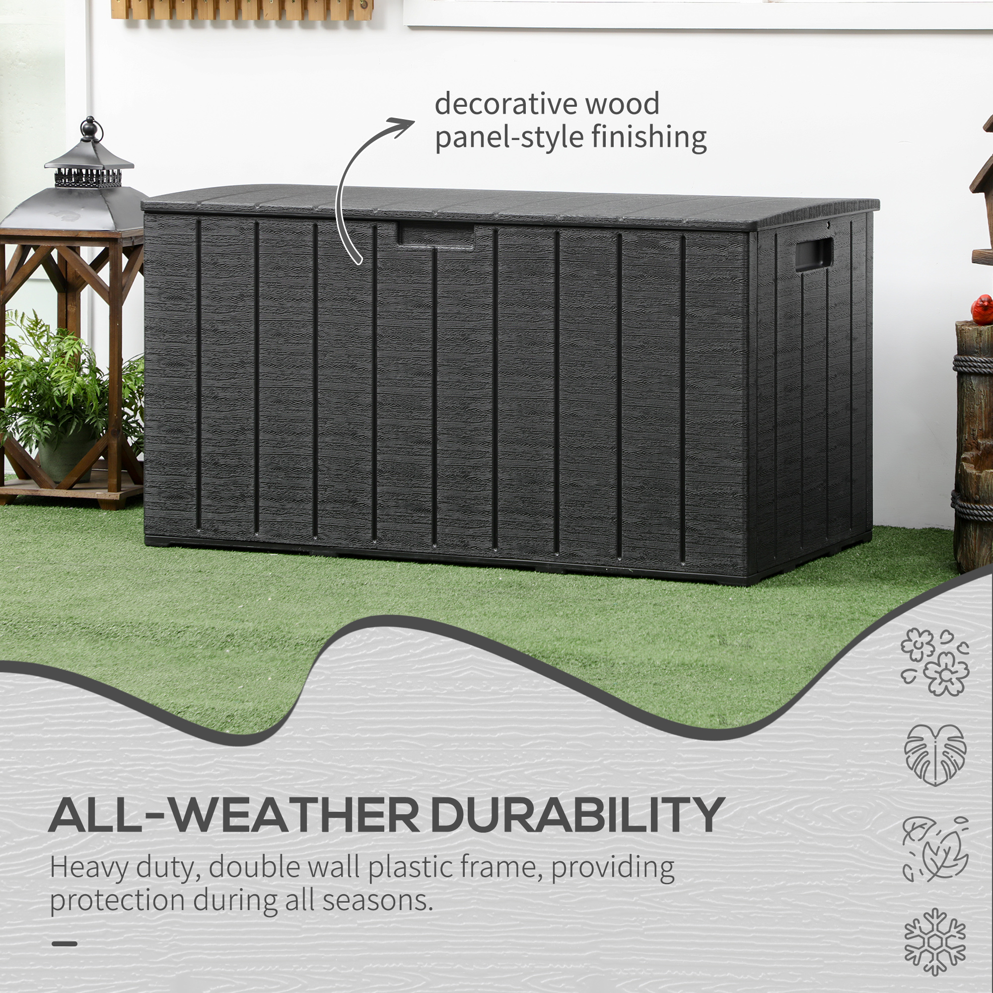 Outsunny 336 Litre Garden Storage Box, Water-resistant Heavy Duty ...