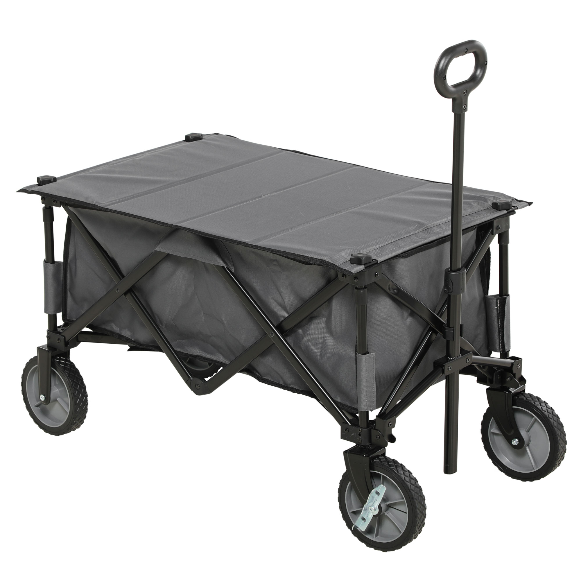 Outsunny Garden Trolley, Cargo Traile on Wheels, Folding Collapsible ...