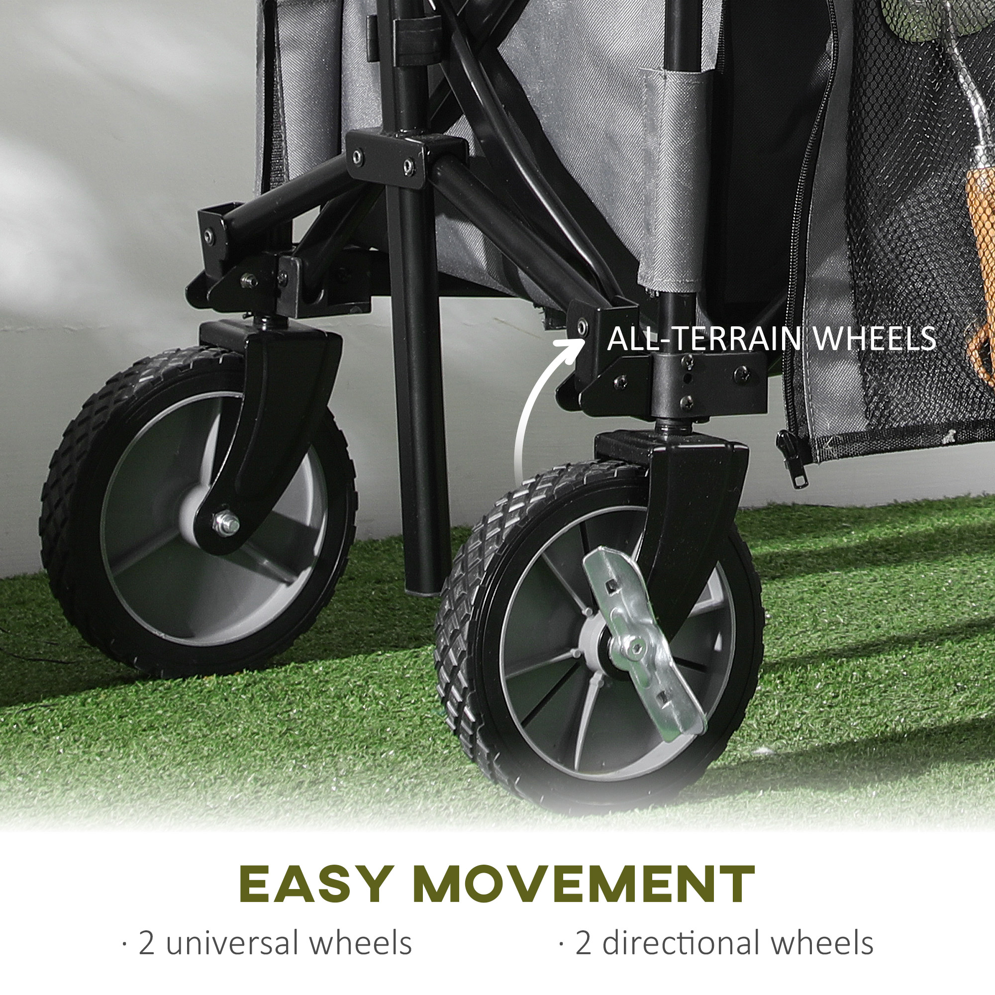 Outsunny Garden Trolley, Cargo Traile on Wheels, Folding Collapsible ...