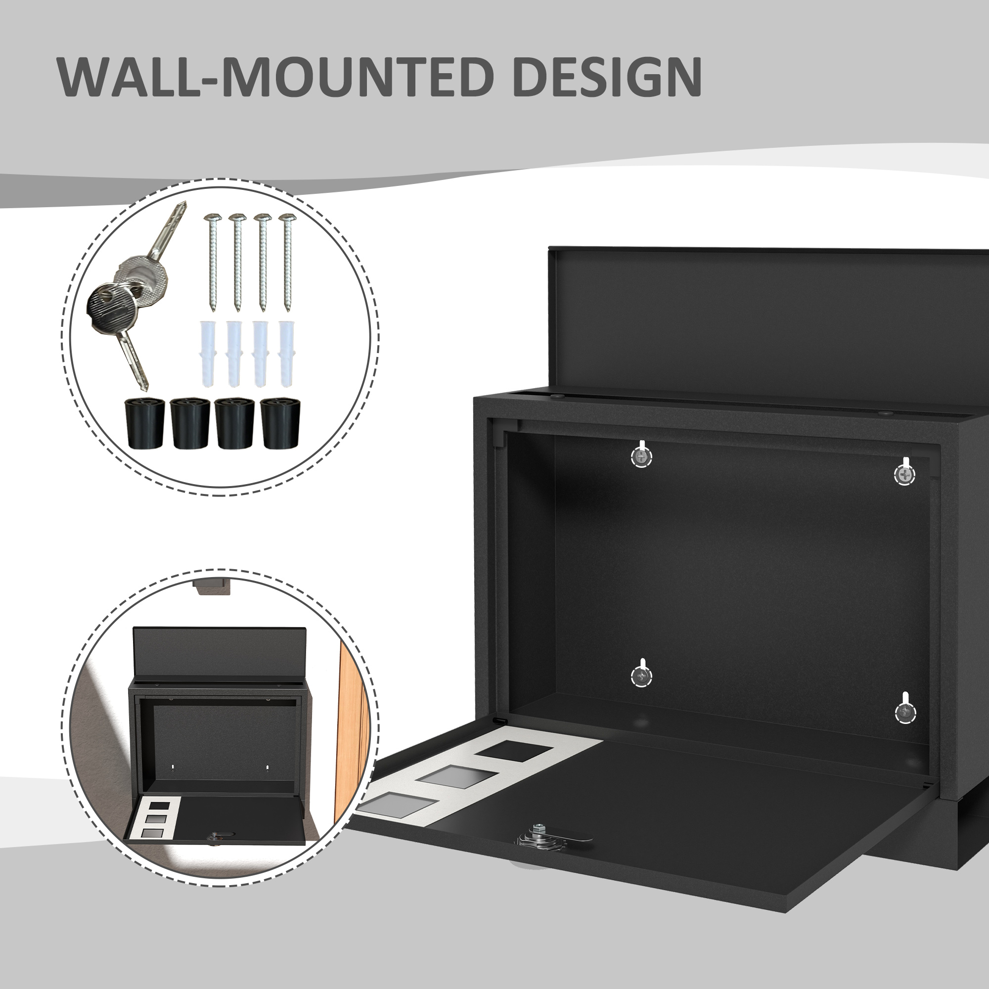 HOMCOM Wall Mounted Letterbox, Weatherproof Post Box, Modern Mailbox ...