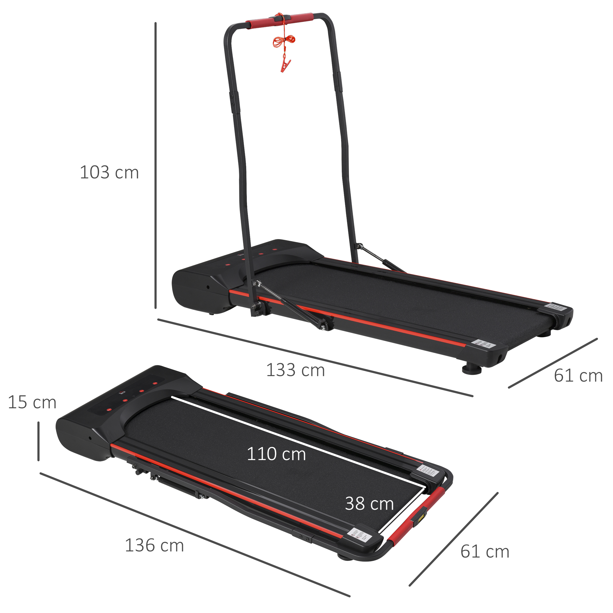 HOMCOM Foldable Walking Machine Treadmill 1-6km/h with LED Display ...