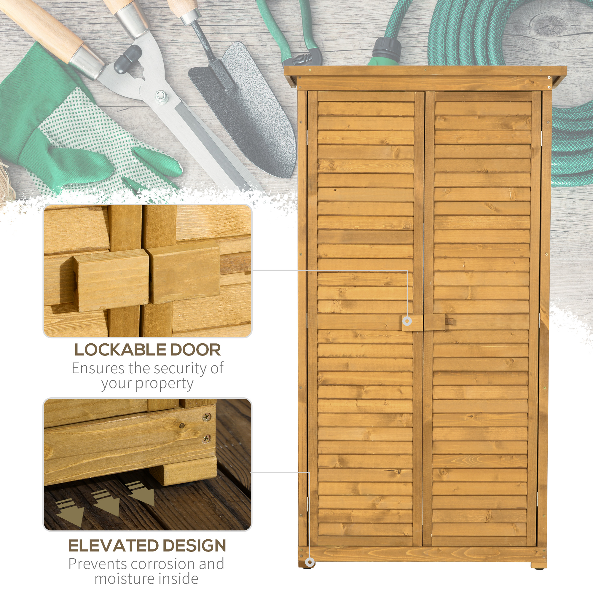 Outsunny Wooden Garden Storage Shed, Compact Utility Sentry Unit, 3 ...