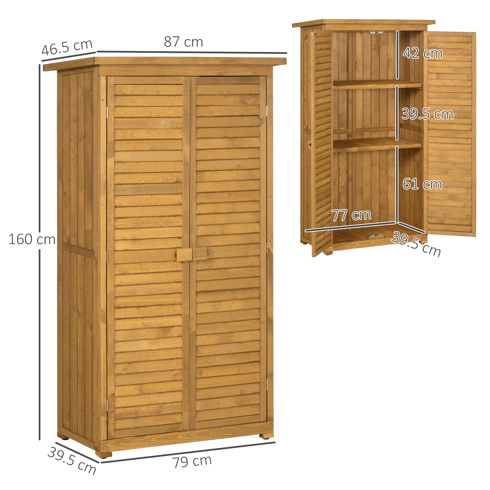 Outsunny Wooden Garden Storage Shed, Compact Utility Sentry Unit, 3 ...