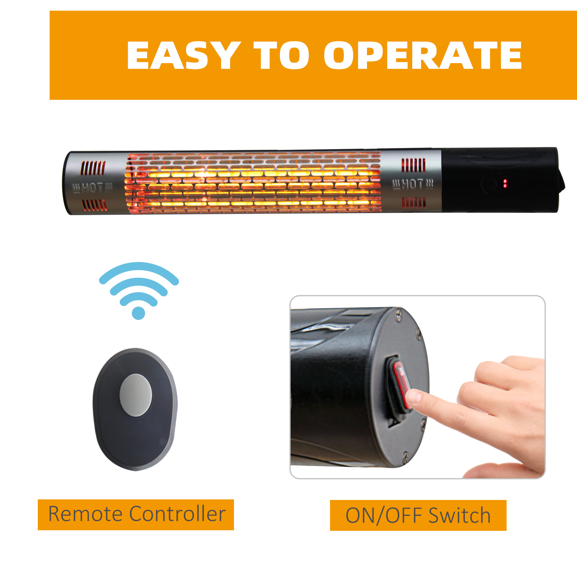 Outsunny Outdoor Patio Garden Warmer 1500W Wall Mounted Electric ...