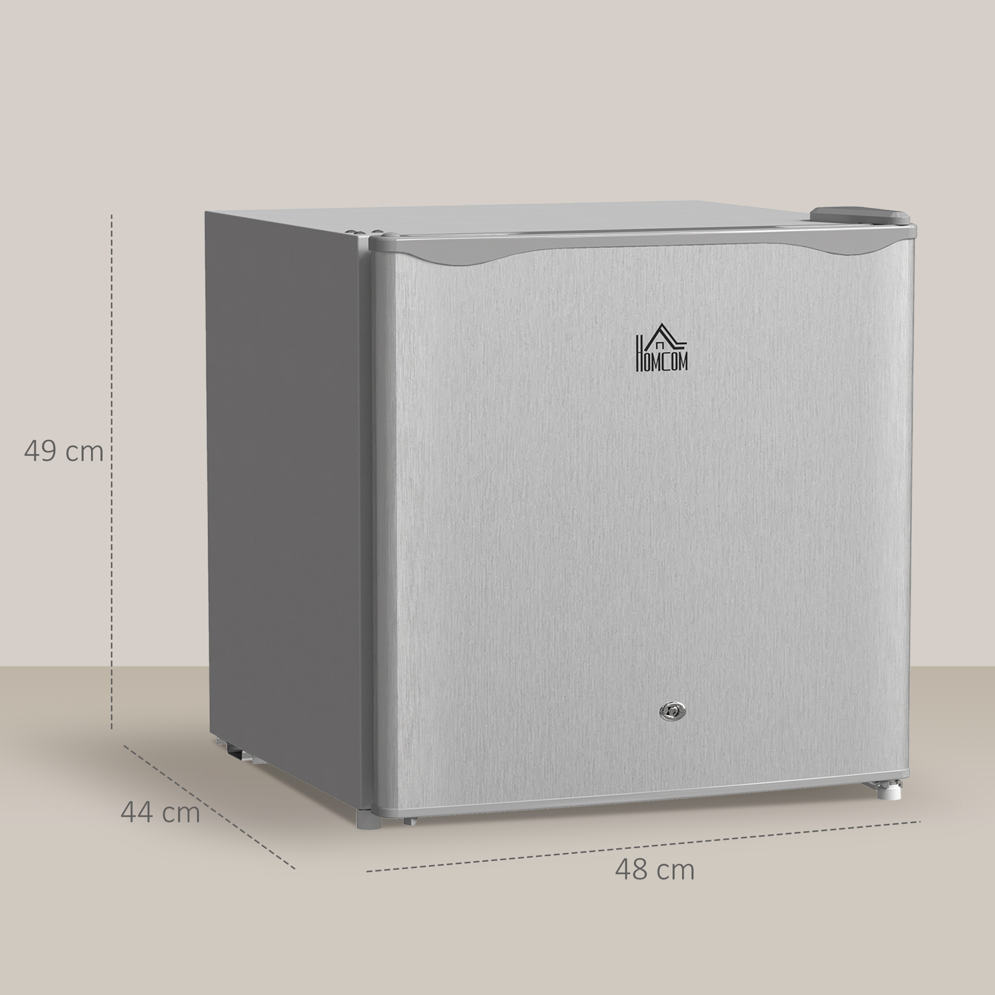 HOMCOM 46 Litre Lockable Countertop Fridge - Grey - Furnedo