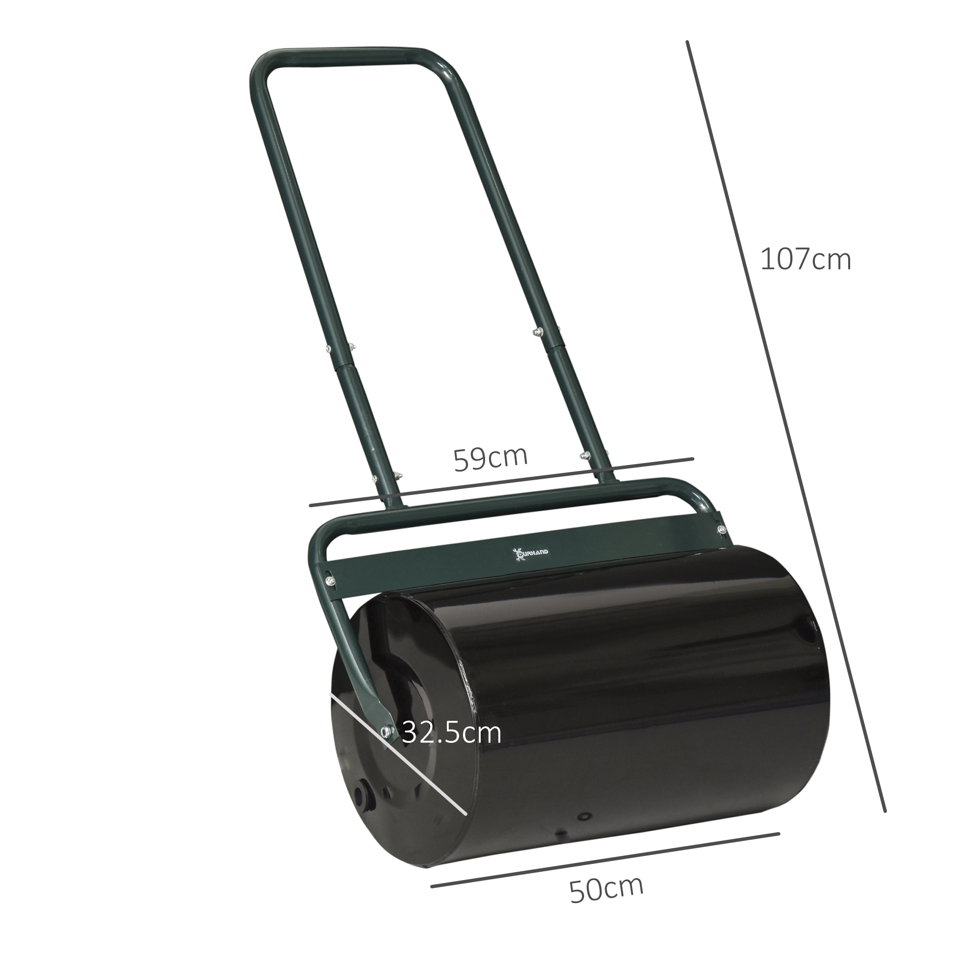 Outsunny 38L Fillable Cylinder Steel Lawn Roller - Dark Green - Furnedo