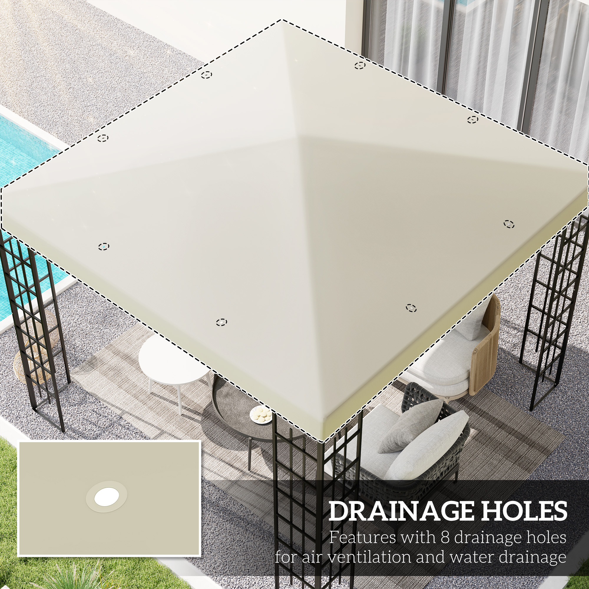 Outsunny 3 x 3(m) Gazebo Frame Replacement - Cream - Furnedo