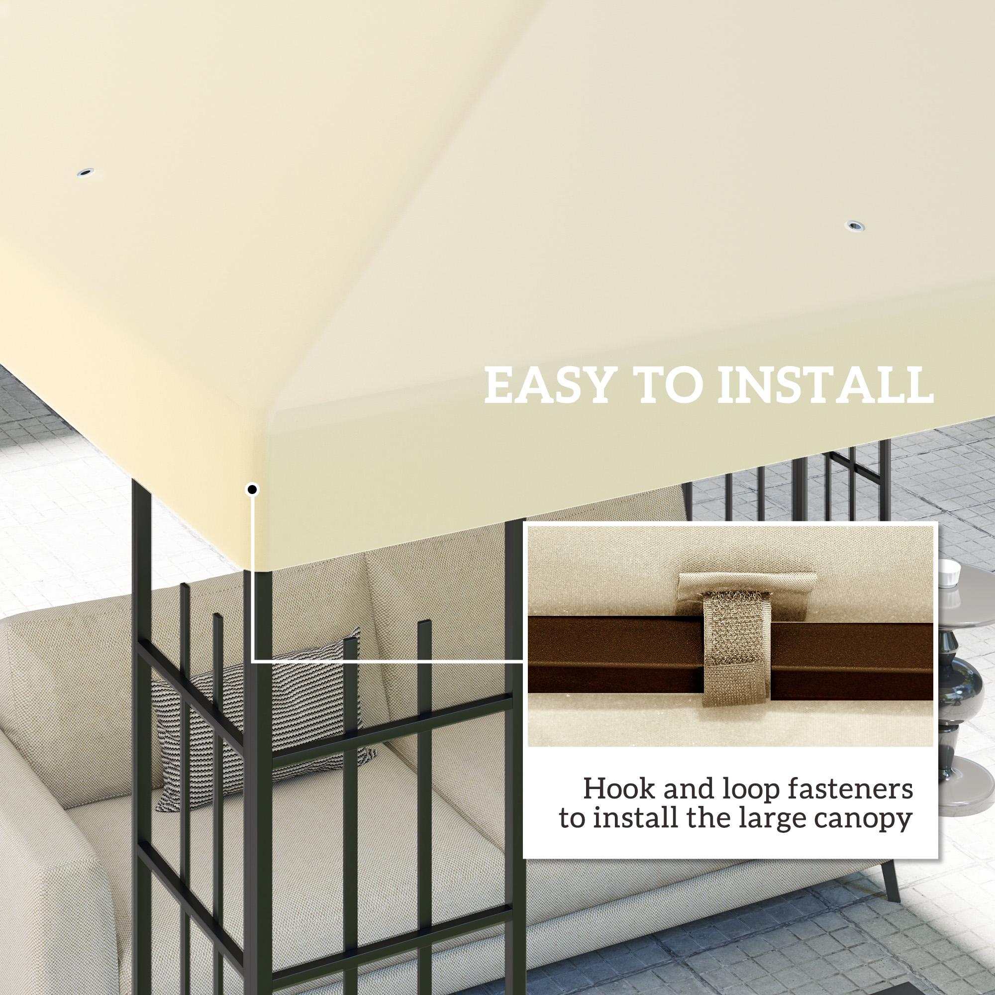 Outsunny 3 x 3(m) Gazebo Frame Replacement - Cream - Furnedo