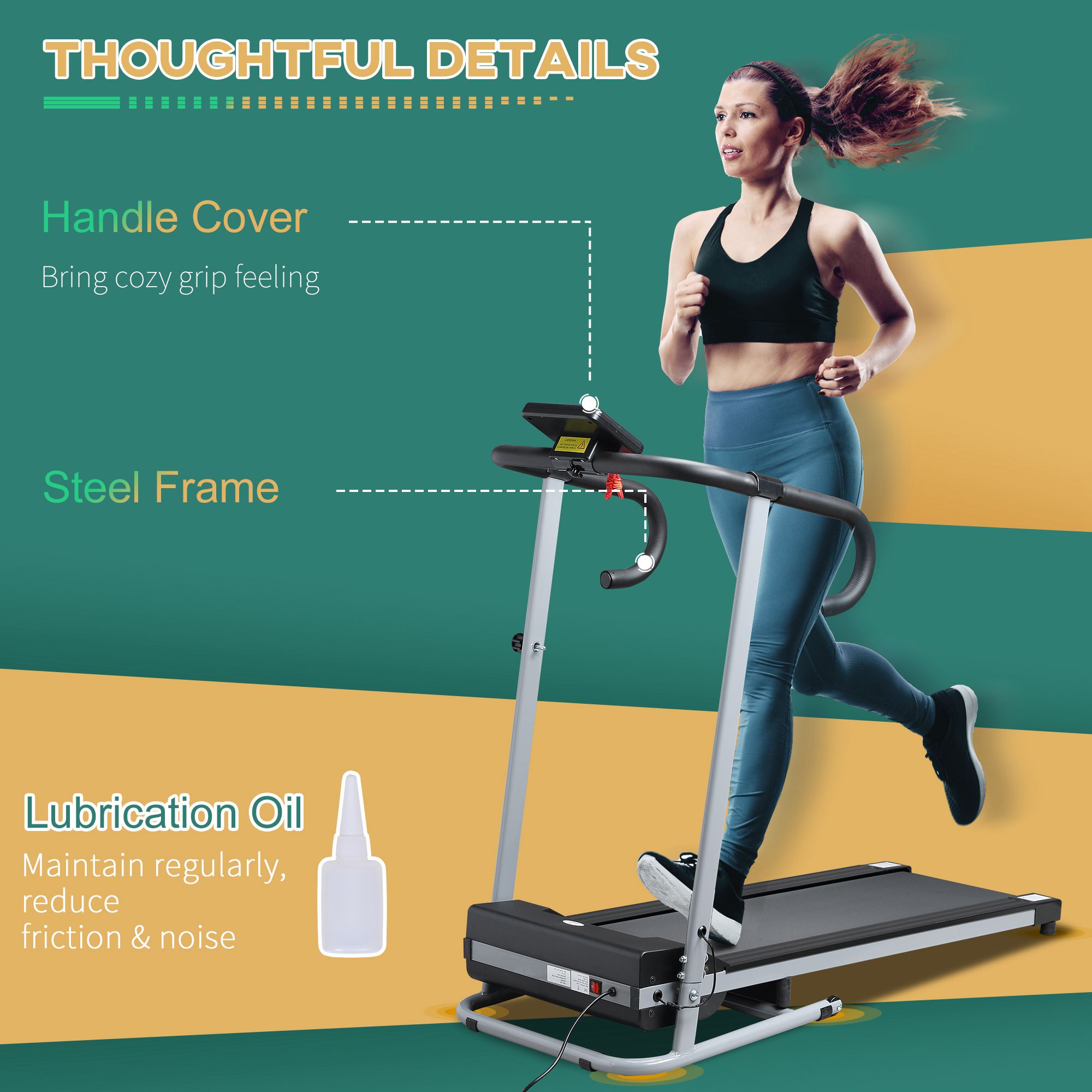 HOMCOM 1.25HP Motorised Electric Treadmill, 10km/h Folding Running ...