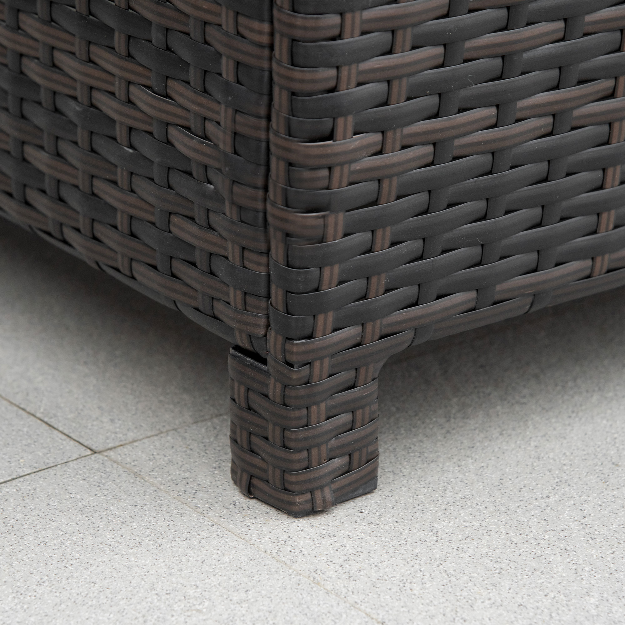 Outsunny Rattan Garden Furniture Side Table Patio Frame Tempered Glass ...