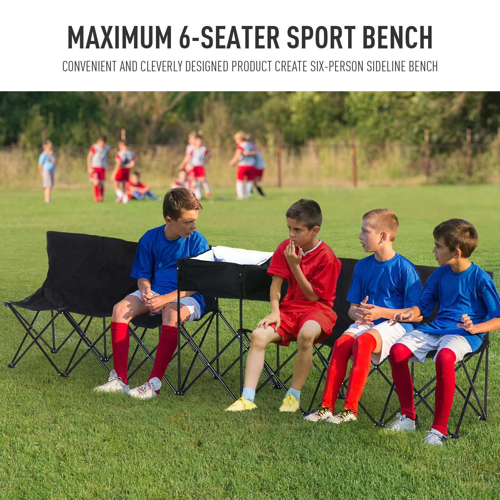 Outsunny 6 Seat Folding Sports Bench Portable Sports Team Bench ...