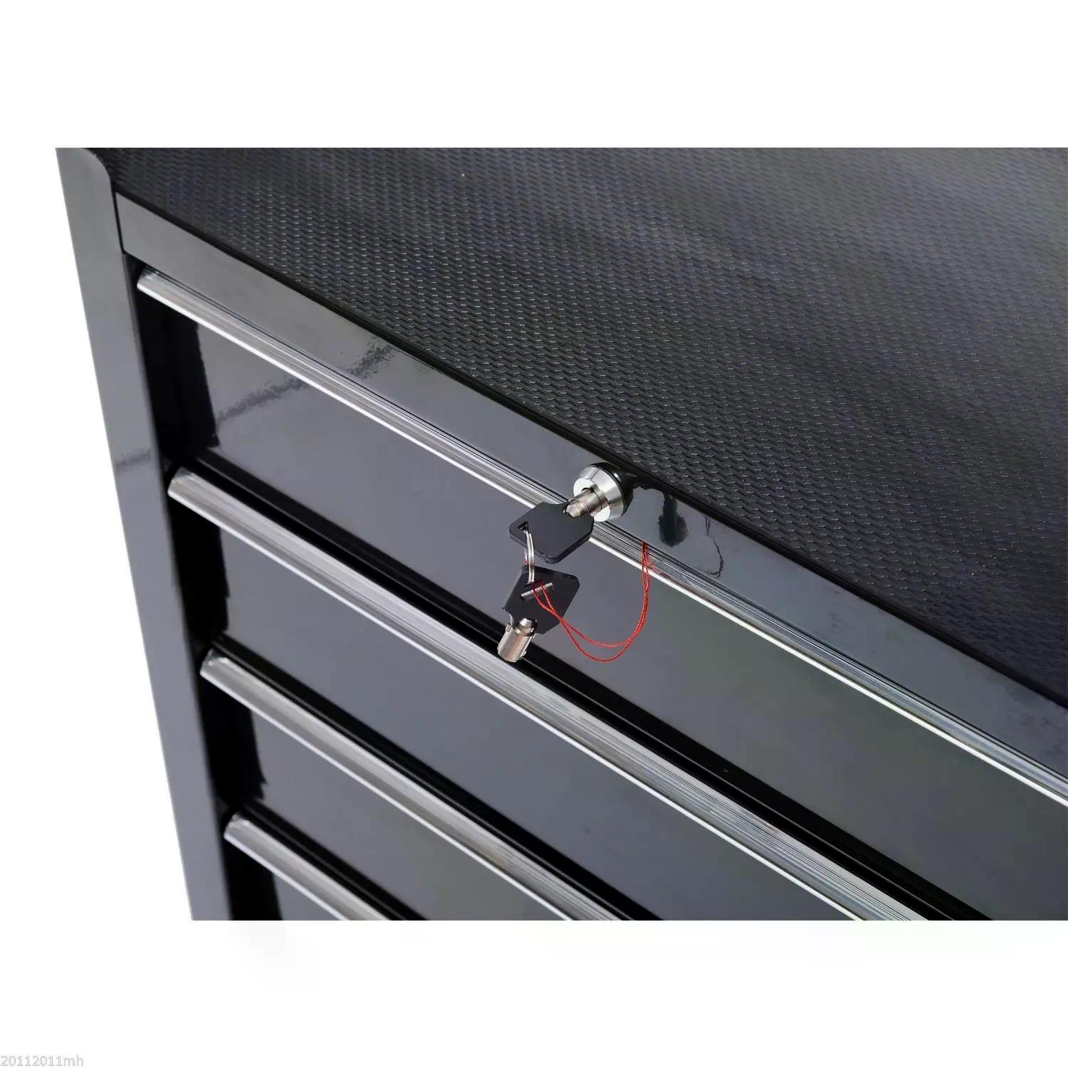 HOMCOM 5-Drawer Tool Chest with Wheels, Steel Lockable Tool Storage Cabinet with Handle, 2 Keys ...