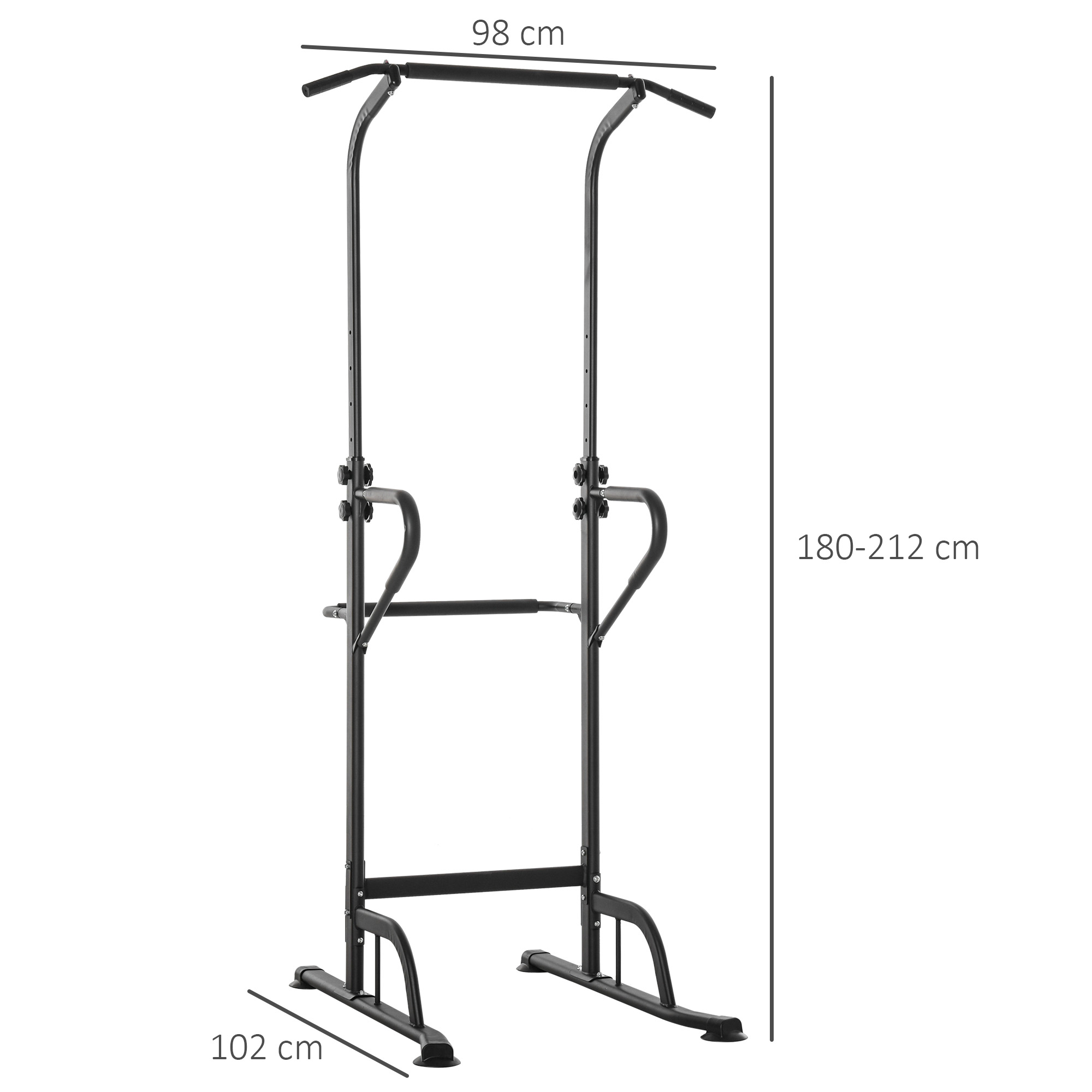 HOMCOM Power Tower Dip Station Pull Up Bar Multi-Function Push Up Equipment with Adjustable ...